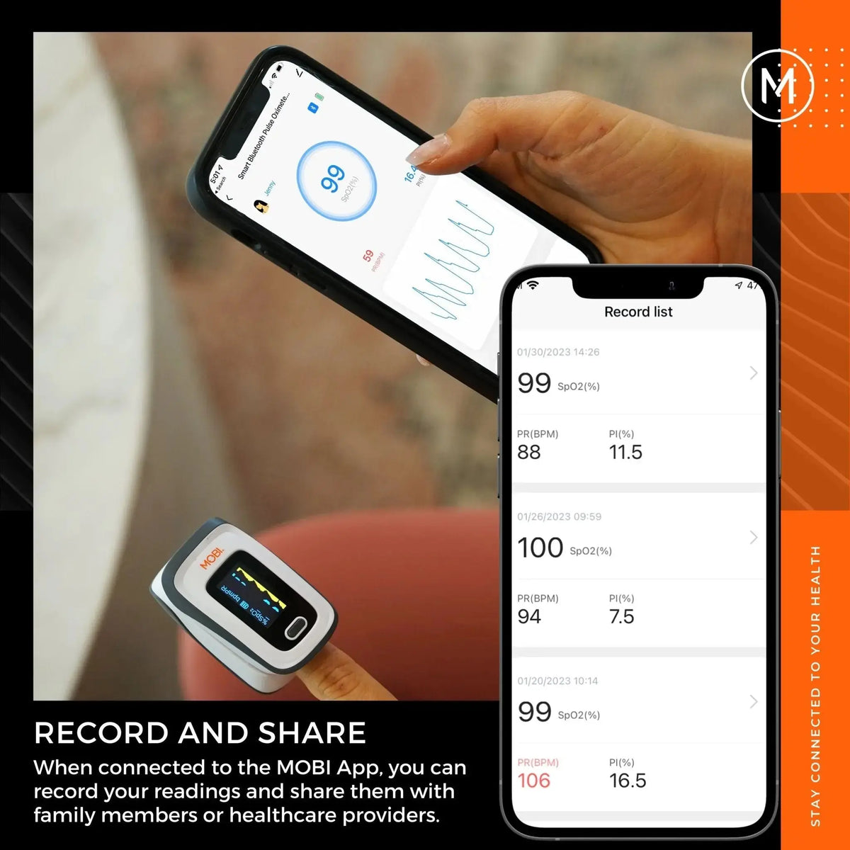 Smart Fingertip Bluetooth Pulse Oximeter - MOBI USA